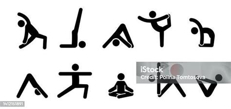 요가 픽토그램 아이콘 사람들 요가 포즈 명상 연습 스포츠 운동 픽토그램 남자 세트 건강 명상 상징 준비운동에 대한 스톡 벡터 아트 및 기타 이미지 Istock