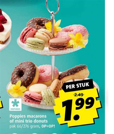 Poppies Macarons Of Mini Trio Donuts Aanbieding Bij Boni 1folders Nl