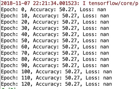 Python Tensorflow Nan Loss And Constant Accuracy When Training