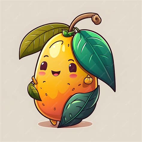 Premium Photo Cute Mango Digital Art Style Colorful Cartoon