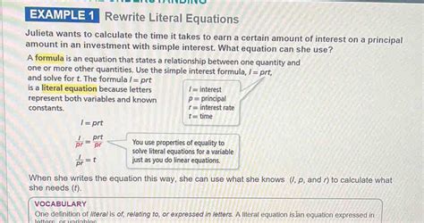Example Rewrite Literal Equations Julieta Wants To Calculate The Time