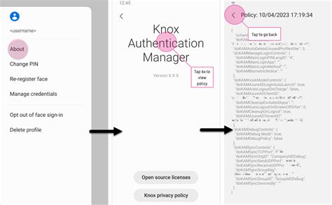 view the app s managed configuration knox authentication manager