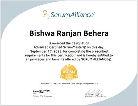 bishwa ranjan behera on linkedin scrumalliance acsm agile scrum