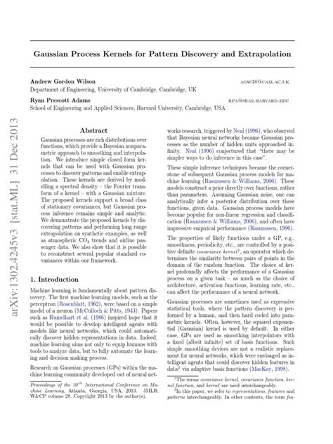 Gaussian Process Kernels For Pattern Discovery And Extrapolation Pdf