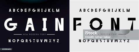 추상 디지털 기술 글꼴 알파벳입니다 브랜드 등을 위한 최소한의 현대적인 도시 글꼴 타이포그래피 서체 대문자 소문자 및 숫자 0명에 대한 스톡 벡터 아트 및 기타 이미지