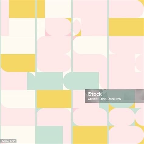 복고풍 스칸디나비아 스타일의 반원 원 사각형현대 벡터 추상적 원활한 기하학적 패턴 Ⅰ 기하 도형에 대한 스톡 벡터 아트 및 기타