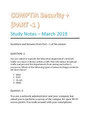 Comptia Security Plus Part Pdf Study Notes March Questions And Answers From Part
