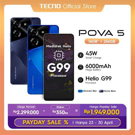 Jual Tecno Pova 5 8 8gb 256gb Helio G99 45w Flash Charging 6000mah 120hz 6 78 Fhd Hard