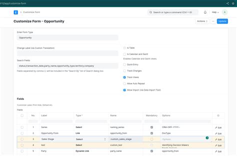 custom field as select type but i need to add options as doctype