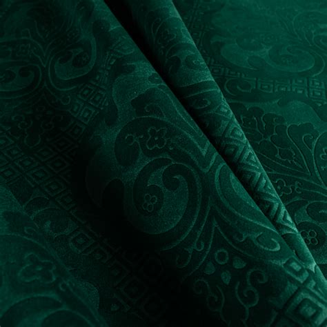 Agra Velveteen Embossed Damask Pattern Upholstery Curtains Fabric In