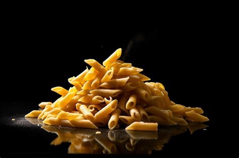 Premium Ai Image Raw Paste Penne Isolated On Black Background Ai