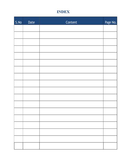 Index Page Empty Pdf