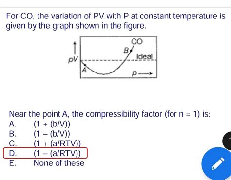 Solved For CO The Variation Of PV With P At Constant Chegg Com