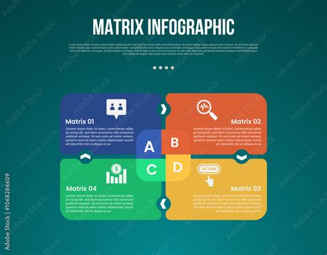 Matrix Structure Dimensions Template Infographic With Round Box