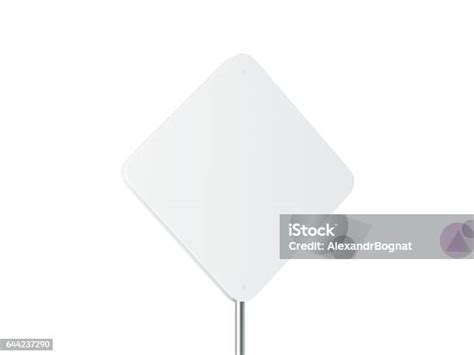빈 흰색 마름모 모양 거리 표지판 이랑 3d 렌더링 도로 표지판에 대한 스톡 사진 및 기타 이미지 도로 표지판 0명 간판 Istock
