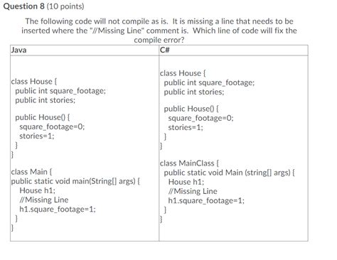 Solved Question 8 10 Points The Following Code Will Not