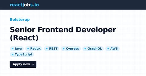 Remote Senior Frontend Developer React At Bolsterup