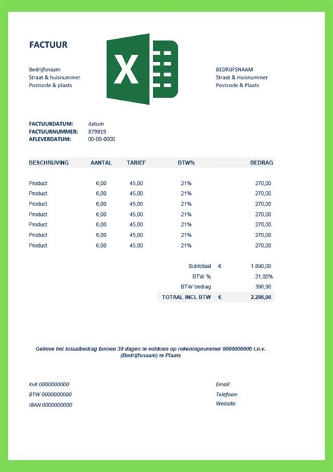 Factuur Excel Gratis Fatuur Voorbeelden In Excel