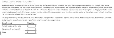 Solved Joint Cost Allocation Weighted Average Method Gary S Chegg