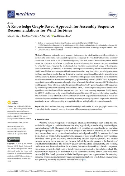Pdf A Knowledge Graph Based Approach For Assembly Sequence Recommendations For Wind Turbines