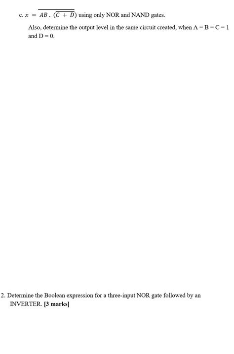 solved c x ab⋅ c d using only nor and nand gates also