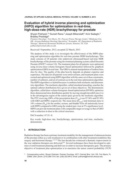 Pdf Evaluation Of Hybrid Inverse Planning And Optimization Hipo