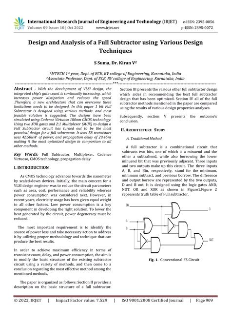 Design And Analysis Of A Full Subtractor Using Various Design Techniques PDF