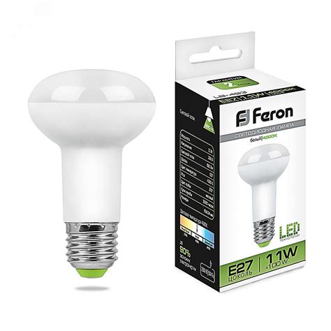 Лампа светодиодная LED зеркальная 11вт Е27 R63 белый артикул LB-463 ...