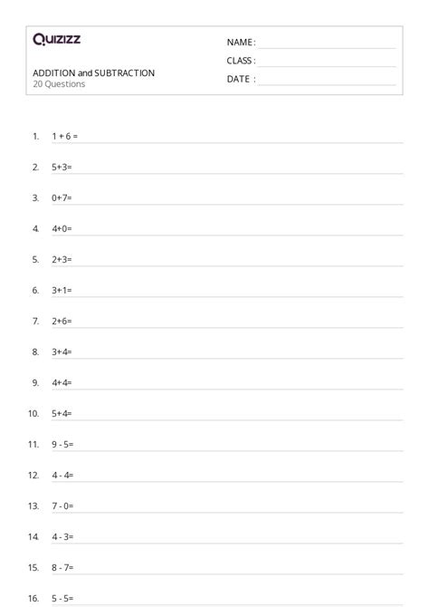 50 Subtraction And Inverse Operations Worksheets For 1st Class On