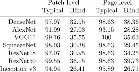 Patch And Page Level Accuracies On Typical Test Set And Blind Test Set Download Scientific