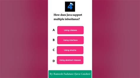Java Quiz 5 How Does Java Support Multiple Inheritance Java Javaprogramming Quiz Youtube