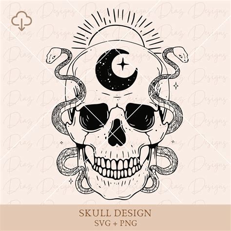 Mystical Skull Svg Skull Moon Svg Skull Head Svg Skull Tattoo Vector