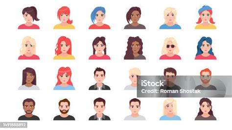 다른 사람들의 아바타 세트입니다 다양한 남성과 여성의 초상화 모음 개체 그룹에 대한 스톡 벡터 아트 및 기타 이미지 개체 그룹 귀여운 남성 Istock