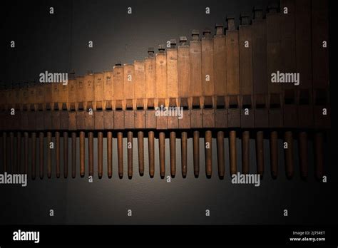 Old Organ Wood Pipes Keyboard Vintage Detail Close Up Stock Photo Alamy