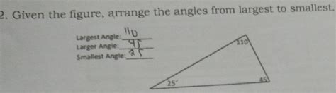 solved 2 given the figure arrange the angles from largest to