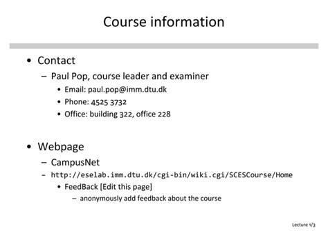 Safety Critical Embedded Systems Course Ppt