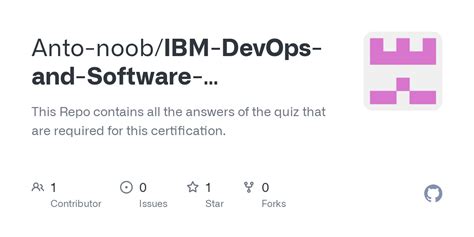 GitHub Anto Noob IBM DevOps And Software Engineering Professional Certificate Answers This