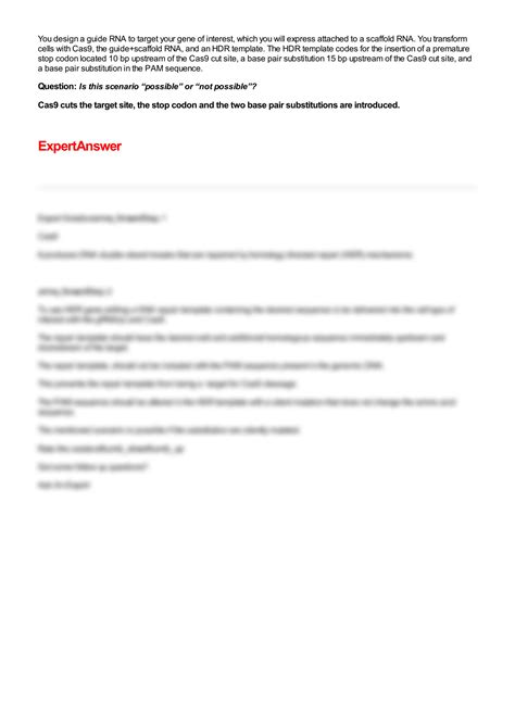 Solution Solution For You Design A Guide Rna To Target Your Gene Of Interest Which You Will