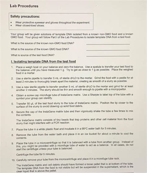 Solved Lab Procedures Safety Precautions Wear Protective Chegg Com