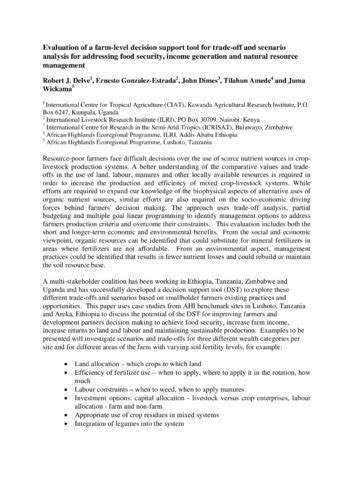 evaluation of a farm level decision support tool for trade off and