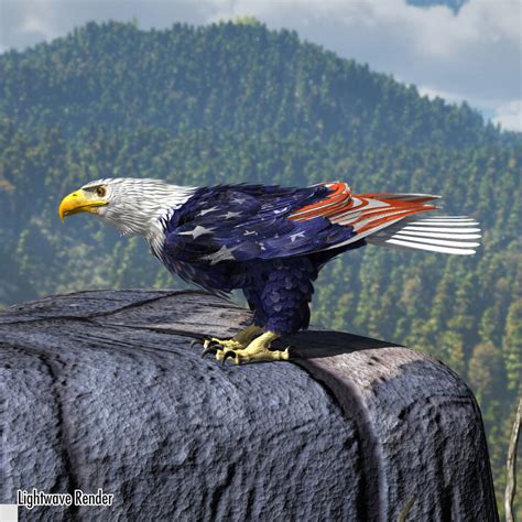 Bald Eagle Stars And Stripes 3d Model Download Birds On