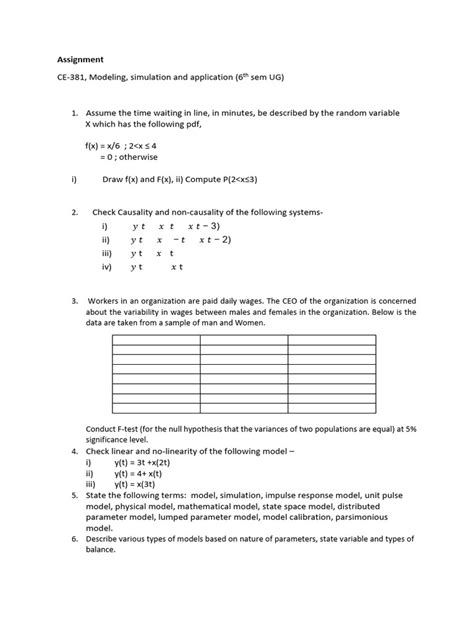 modelling assignment pdf