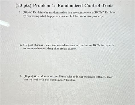 solved 30 ﻿pts ﻿problem 1 randomized control trials 10