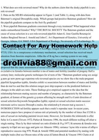 What Does Sex Role Reversed Mean Why Do The Authors Claim That T Pdf