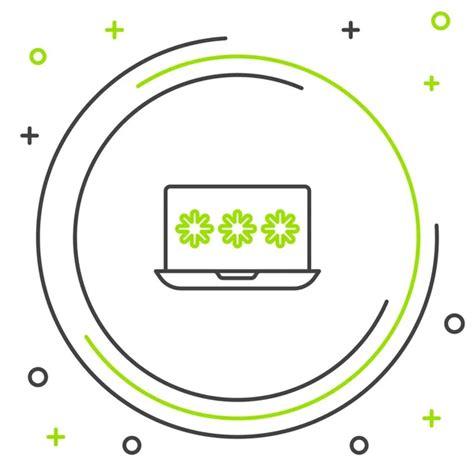 Line Laptop Password Notification Icon Isolated Blue Background Security Personal Stock Vector