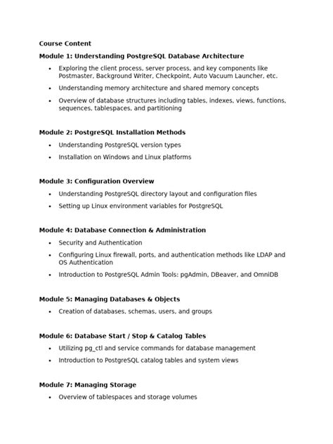 postgresql content pdf postgre sql databases