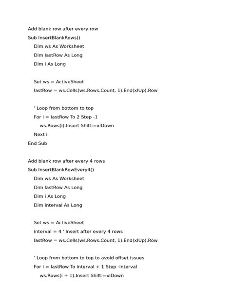 Add Blank Row After Every Row Pdf