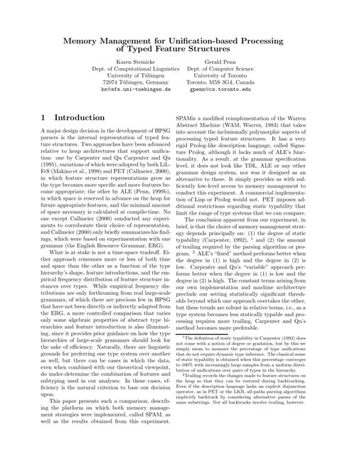 Pdf Memory Management For Unification Based Processing Of Typed Feature Structures