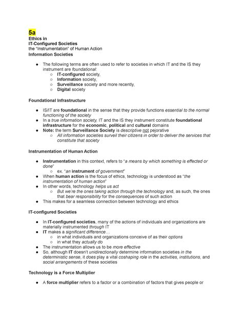 CIS 3270 Set5ab Course Doc 5a Ethics In IT Configured Societies The Instrumentation Of
