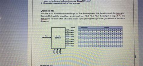 solved write an 8051 assemble code to design a 1 to 8